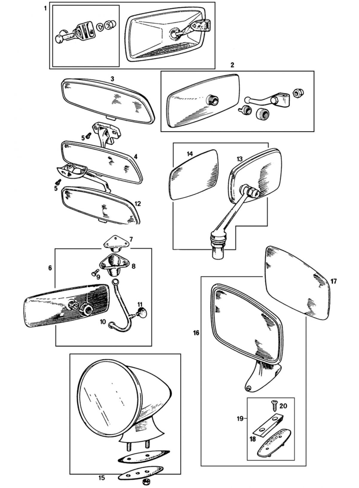 3 Binnenspiegel MGB - Octagon Parts